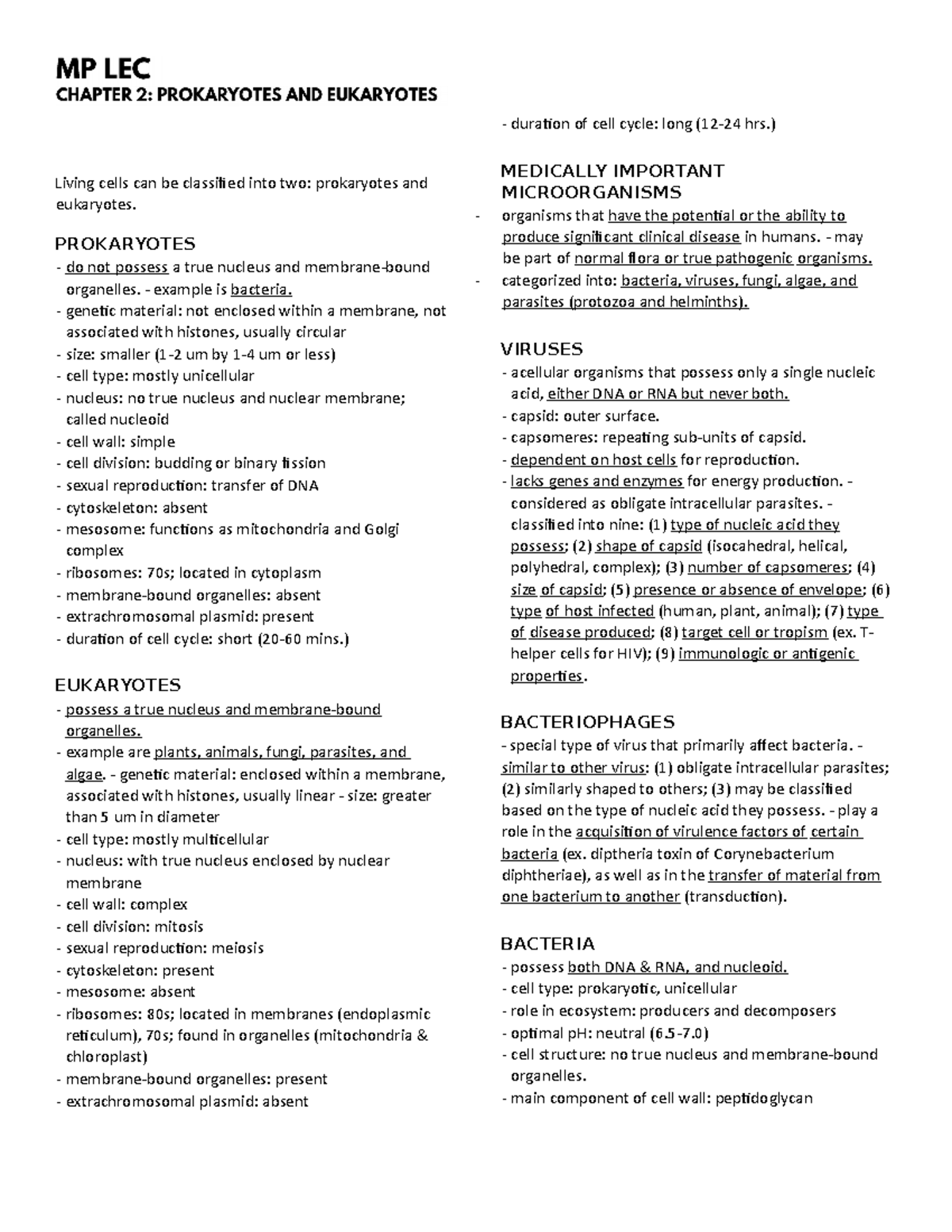 Chapter 2 Prokaryotes and Eukaryotes MP Lec - Living cells can be ...