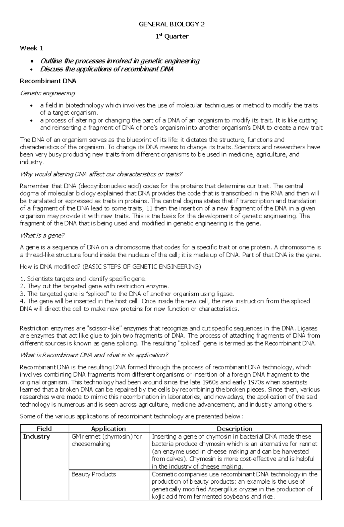 General Biology Week 1 Supplementary Reading - GENERAL BIOLOGY 2 1 st ...