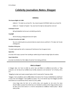 Celebrity Journalism Notes - Emma Brown Celebrity Journalism Notes ...