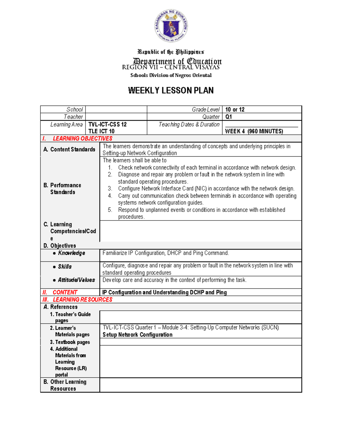 TVL-ICT-CSS-10 or 12-Q1 Week 4 - Republic of the Philippines Department ...