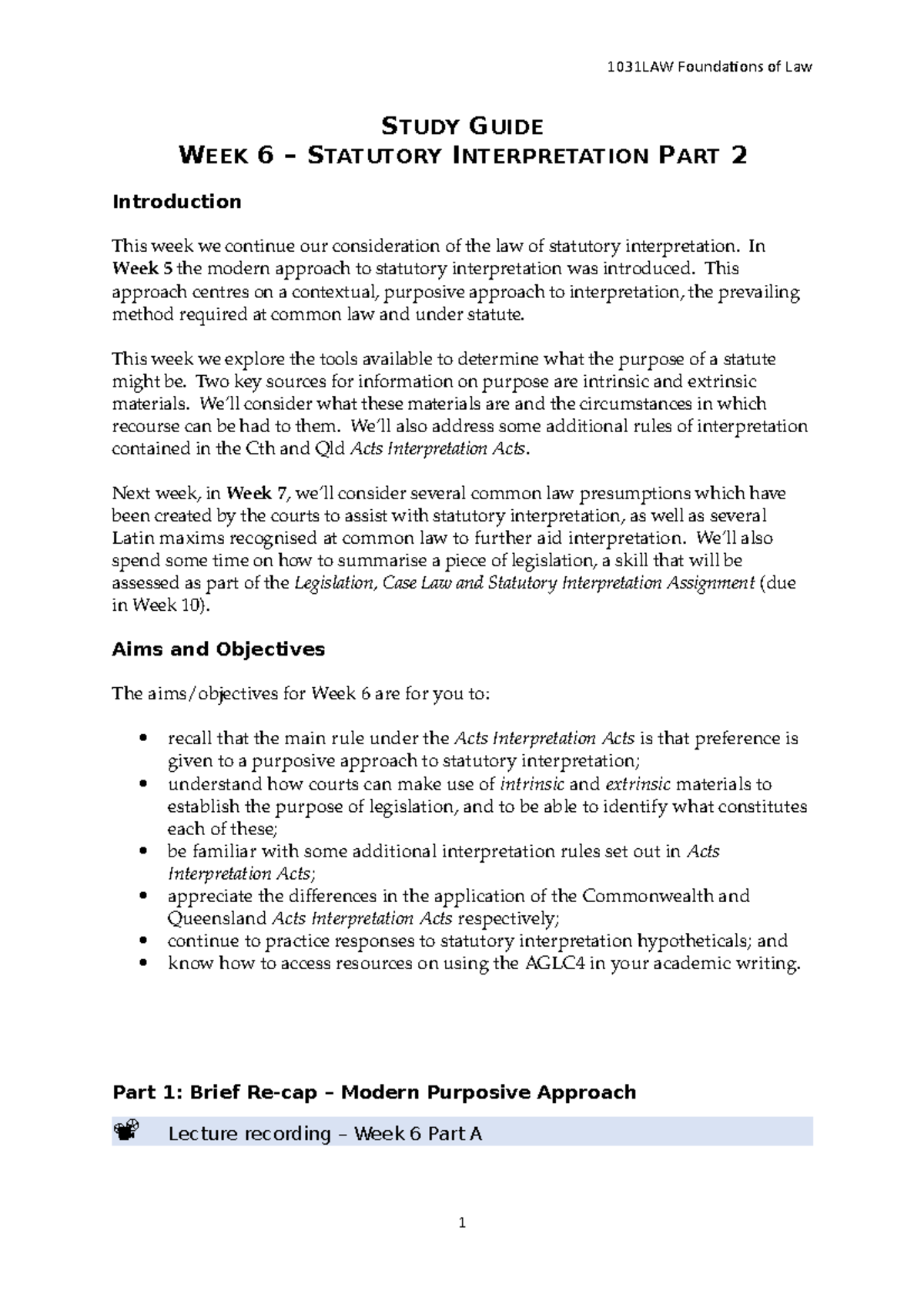 Week 6 Study Guide 1031LAW - STUDY GUIDE WEEK 6 – STATUTORY ...