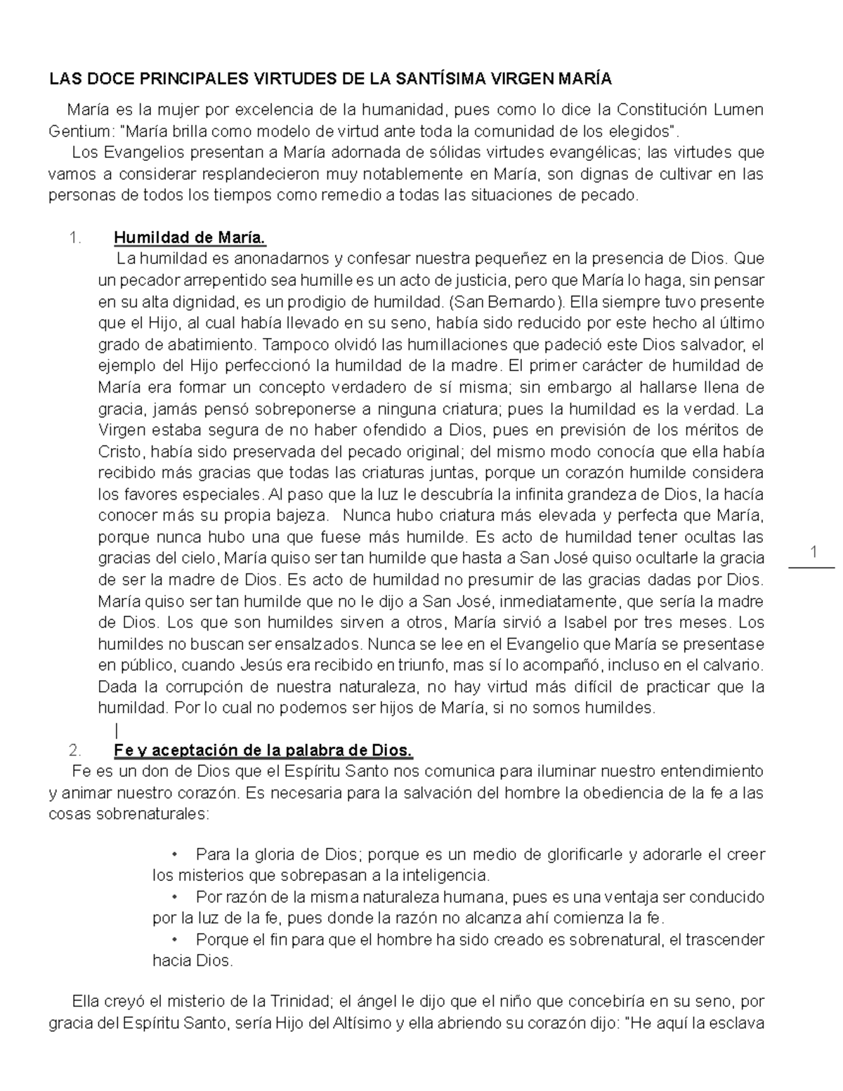 Las 12 virtudes de la virgen maria - 1 LAS DOCE PRINCIPALES VIRTUDES DE LA SANTÍSIMA VIRGEN ...