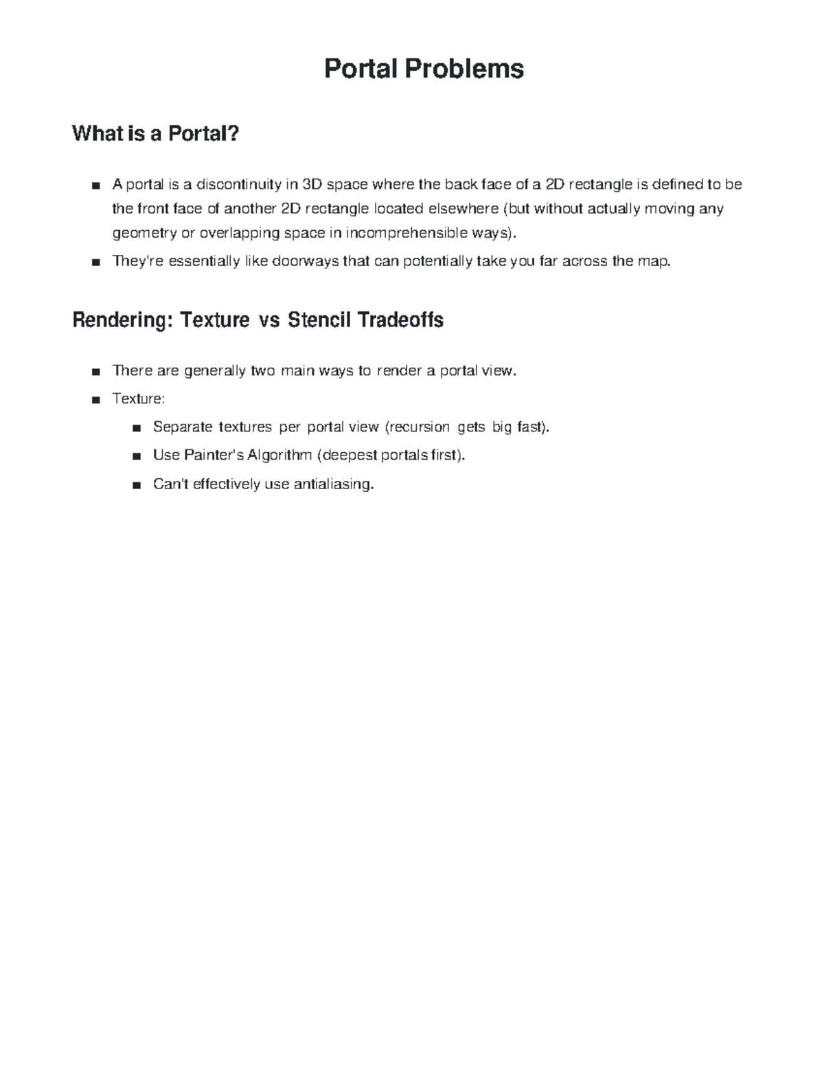 Portal Problem - Portal Problems What is a Portal? A portal is a ...