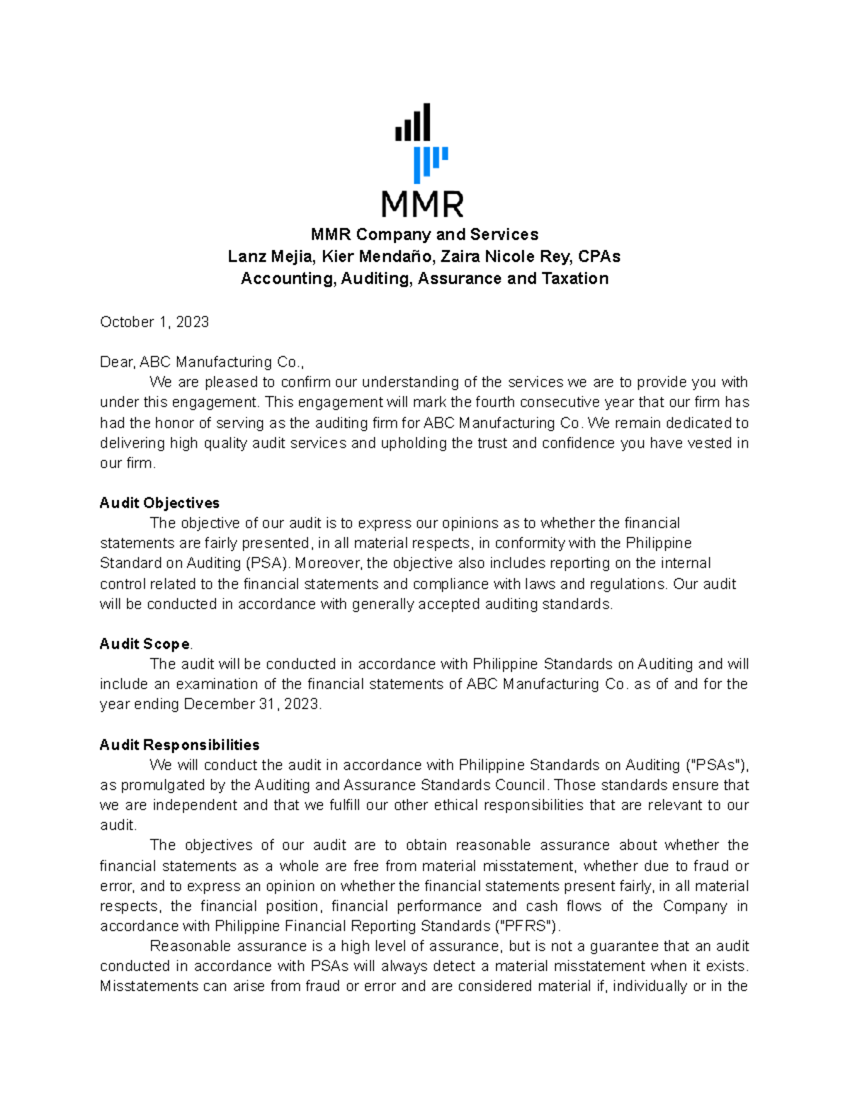 MMR Company and Services 2 - MMR Company and Services Lanz Mejia, Kier ...