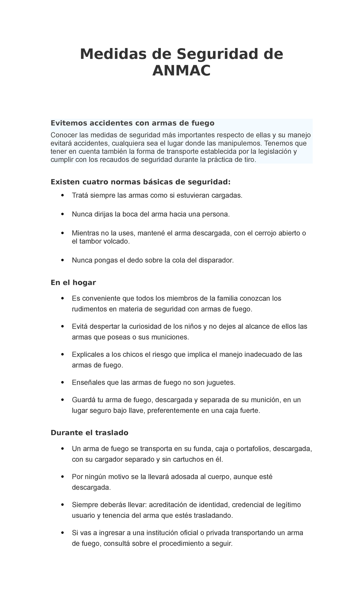 Medidas de Seguridad de Anmac - Medidas de Seguridad de ANMAC Evitemos ...