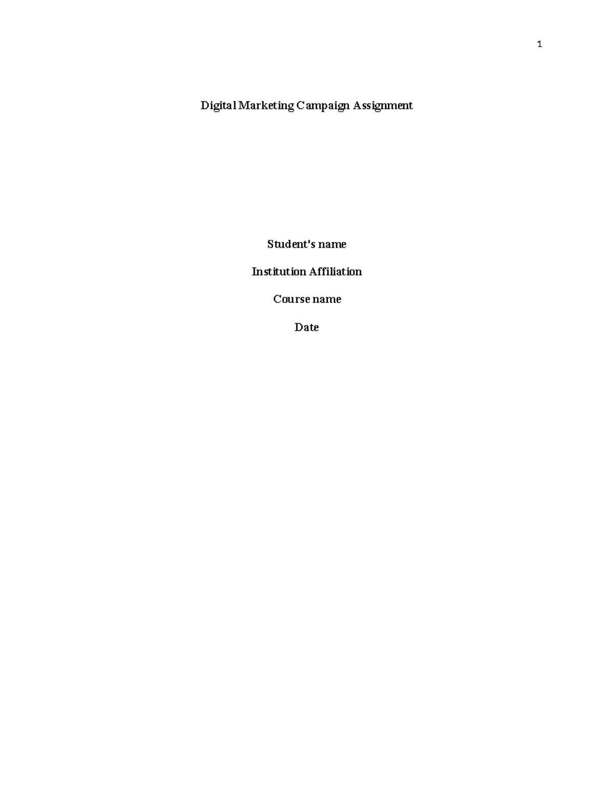 Vita Green - Digital Marketing Campaign Assignment Student's name ...