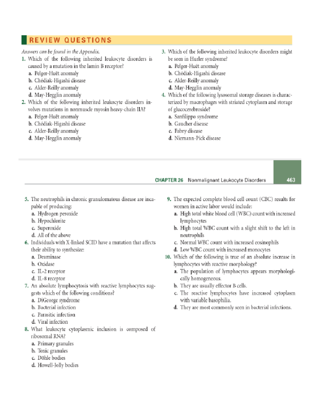 Chapter 27-34 rodaks Review Questions - Medical Laboratory Science ...
