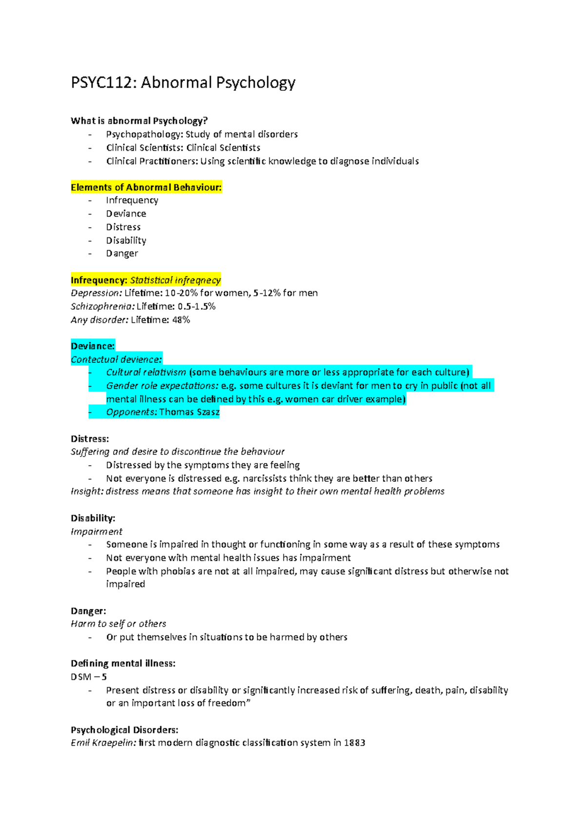 Abnormal Psychology - PSYC112: Abnormal Psychology What is abnormal ...