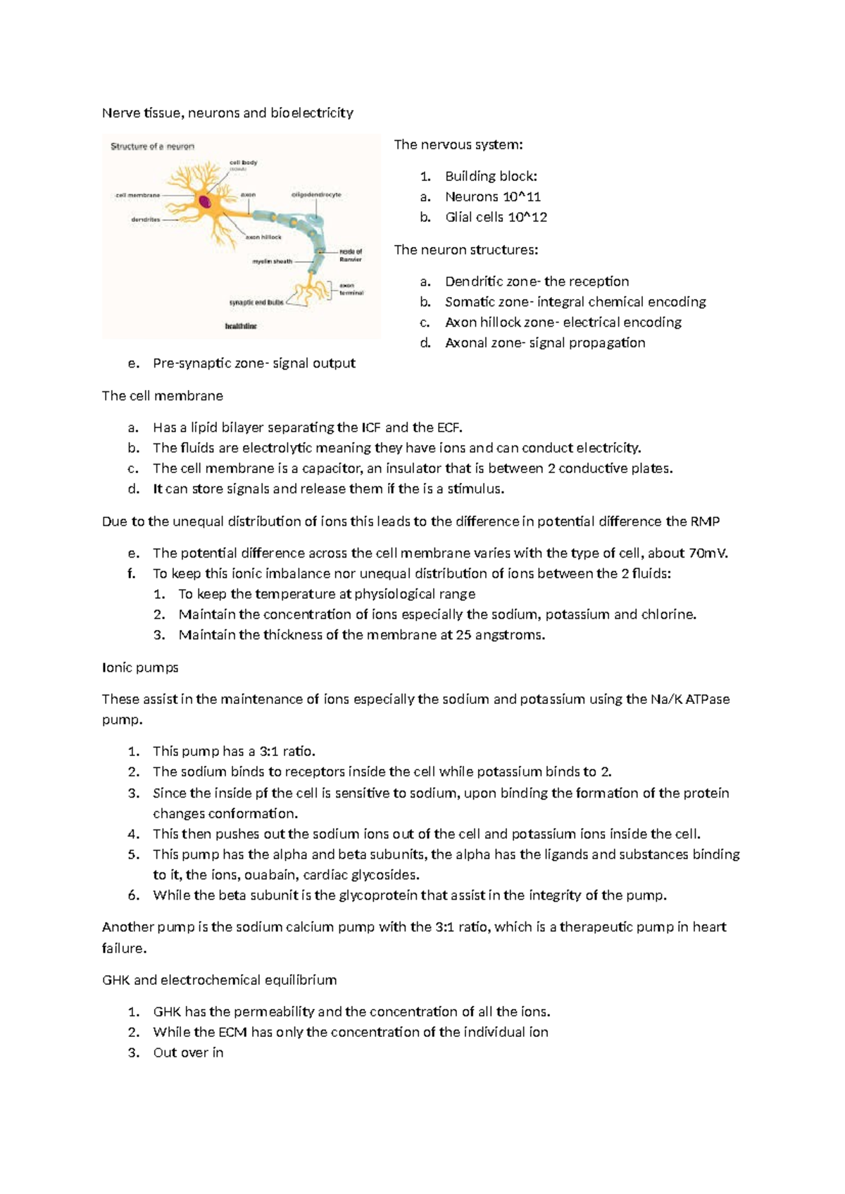 Nerve physiology - SHORT NOTES AND TIPS - Nerve tissue, neurons and ...