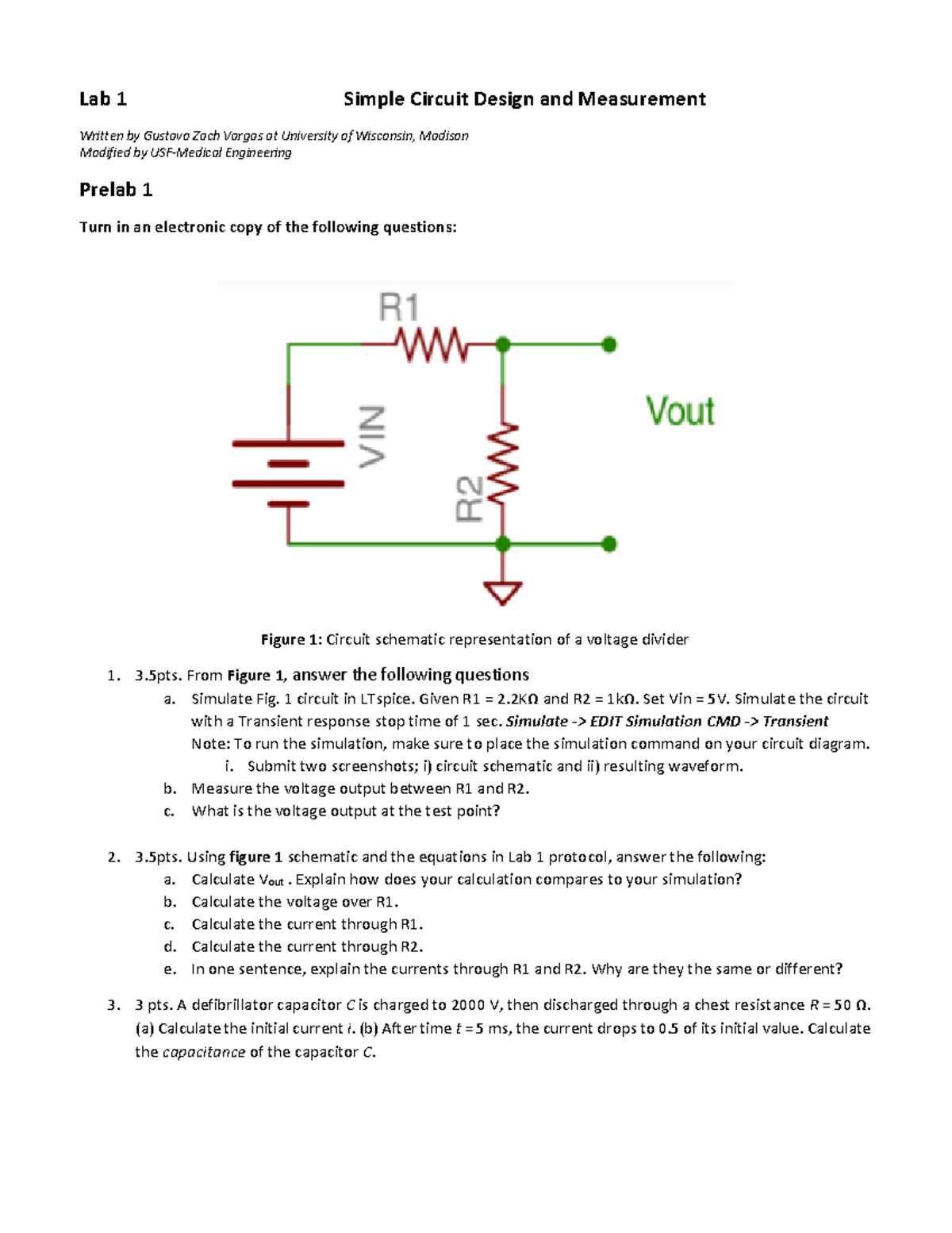 Lab 1 Simple Circuit - Biomedical Engineering Lab 1 Experiment 1 in Spring 2023 - Lab 1 Simple ...