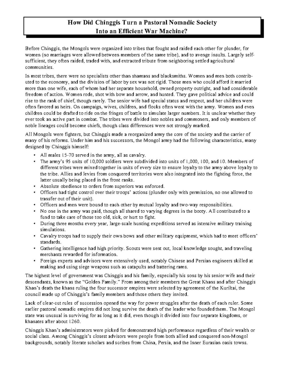 Mongol+War+Machine - yes - How Did Chinggis Turn a Pastoral Nomadic ...