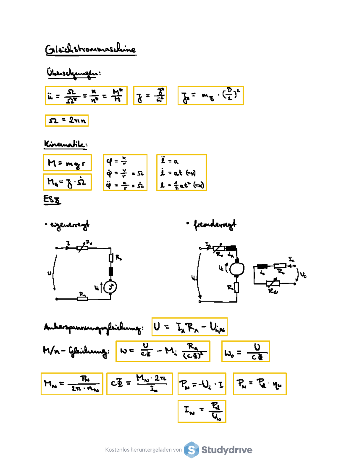 EA Formelsammlung - Gleichstrommaschine Ügungen ü 3 g IE J mis n 2mm ...