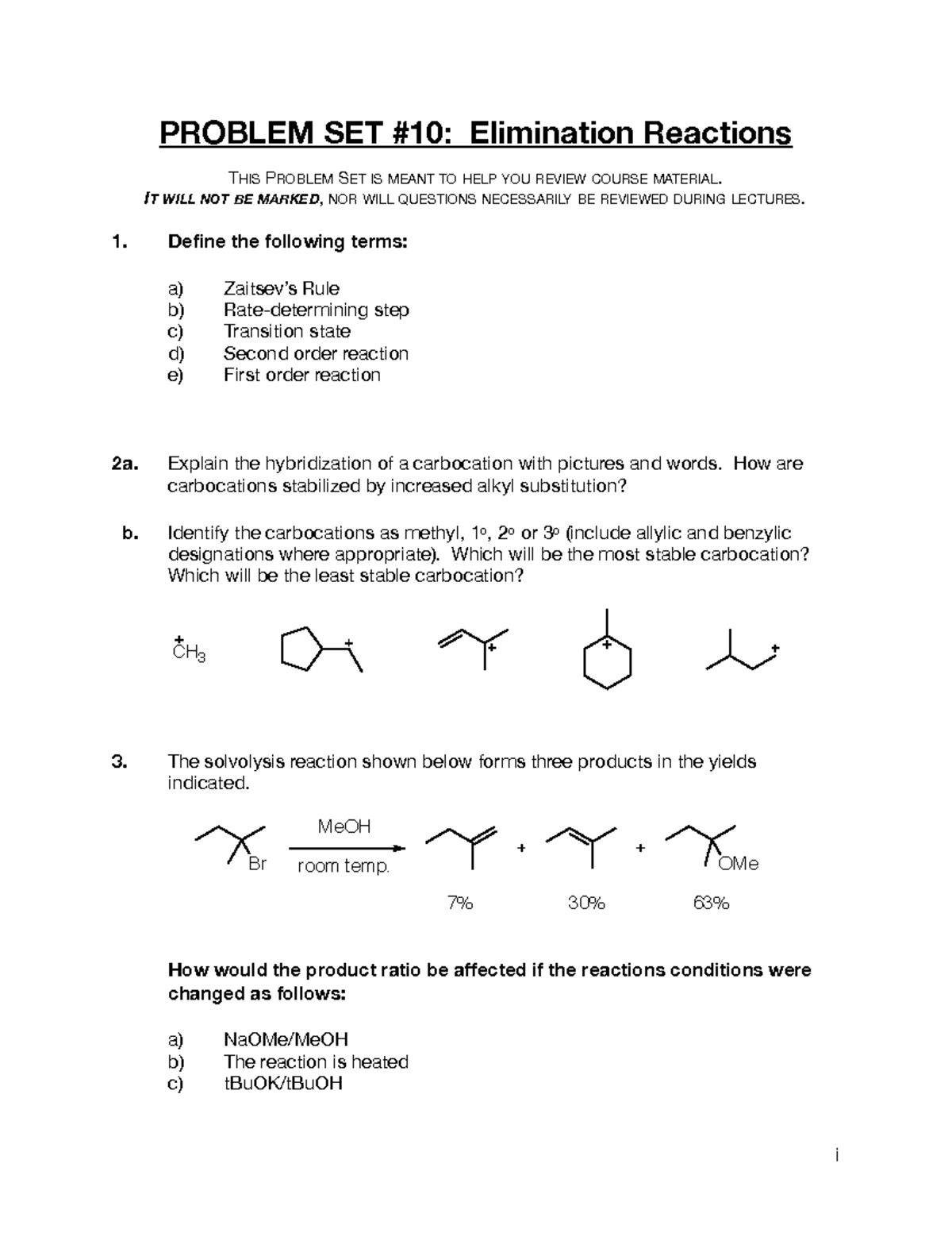 01 PS10 Elimination Chem264 S2020 - Chemistry 261 Lec B2 Winter 2019 PROBLEM SET #10 ...