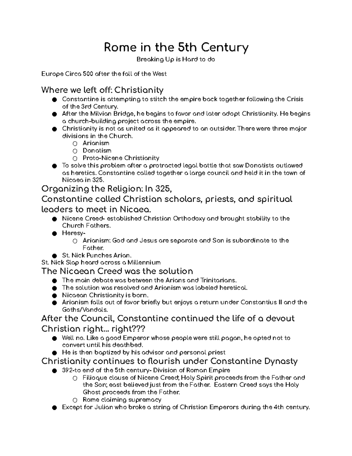 Rome in the 5th Century - Rome in the 5th Century Breaking Up is Hard ...
