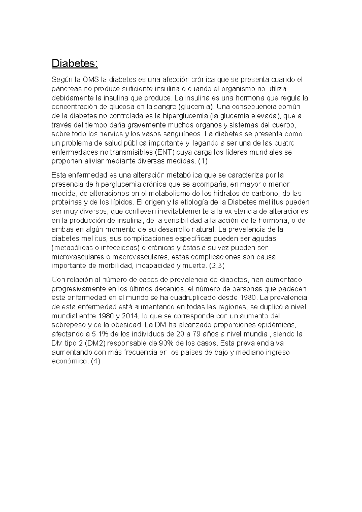Diabetes definición y origen - Diabetes: Según la OMS la diabetes es ...