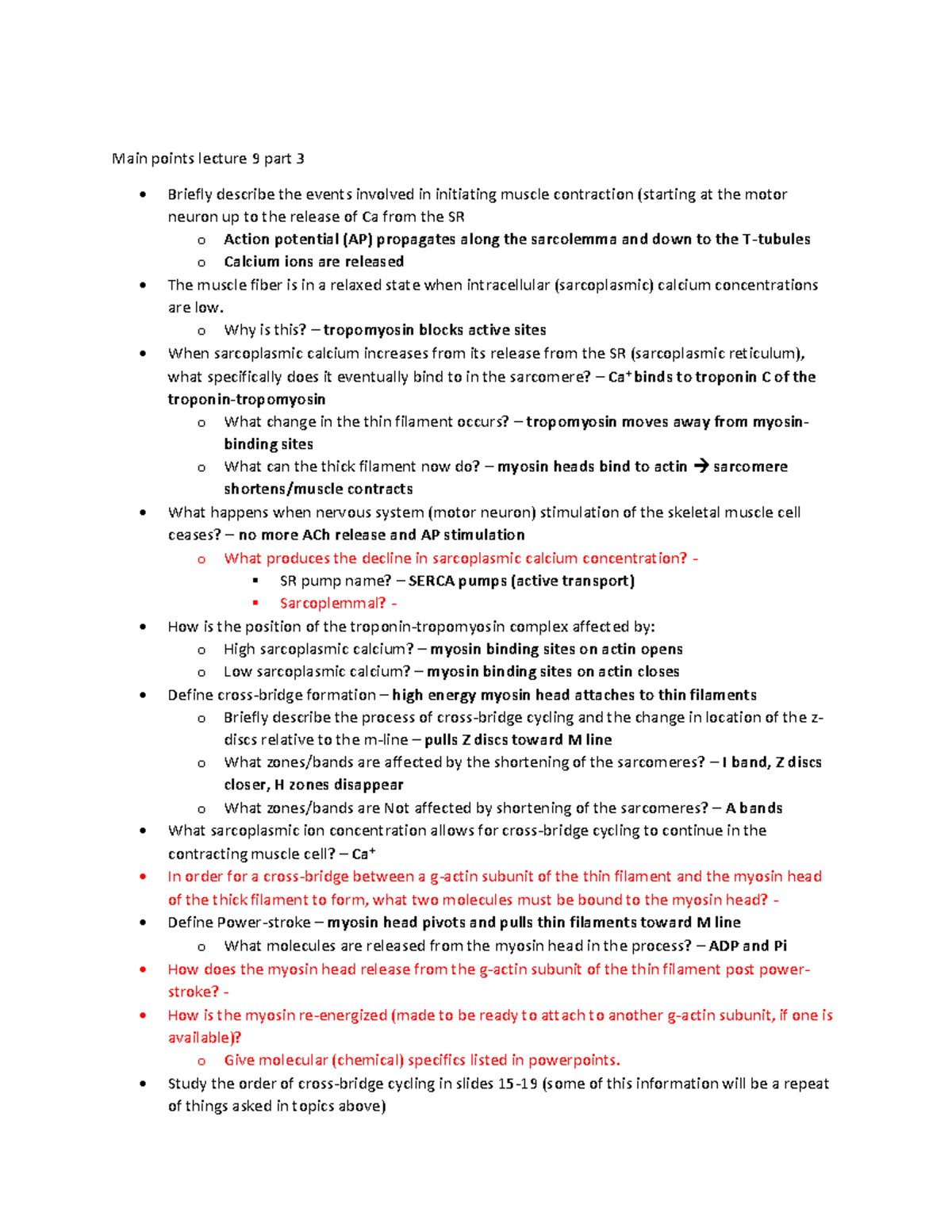Lecture 9 part 3 main points - Main points lecture 9 part 3 Briefly describe the events involved ...