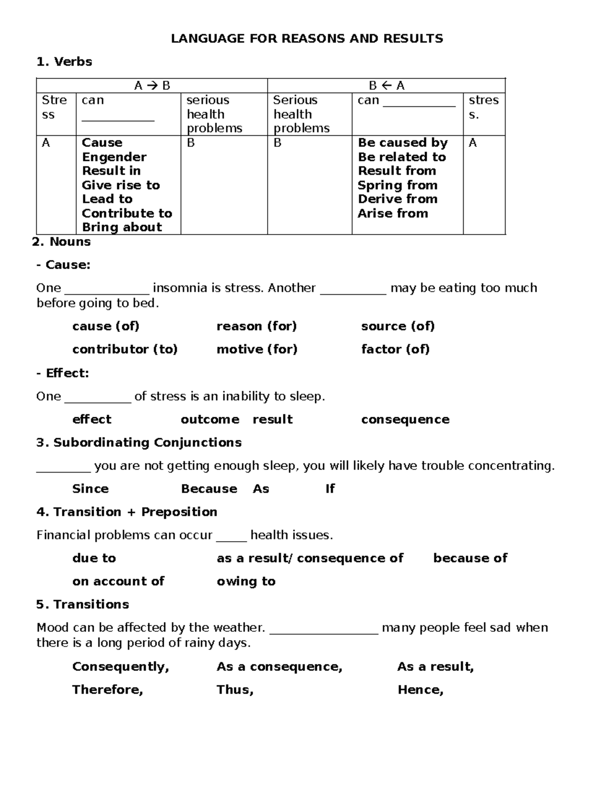 Language FOR Reasons AND Results - LANGUAGE FOR REASONS AND RESULTS ...