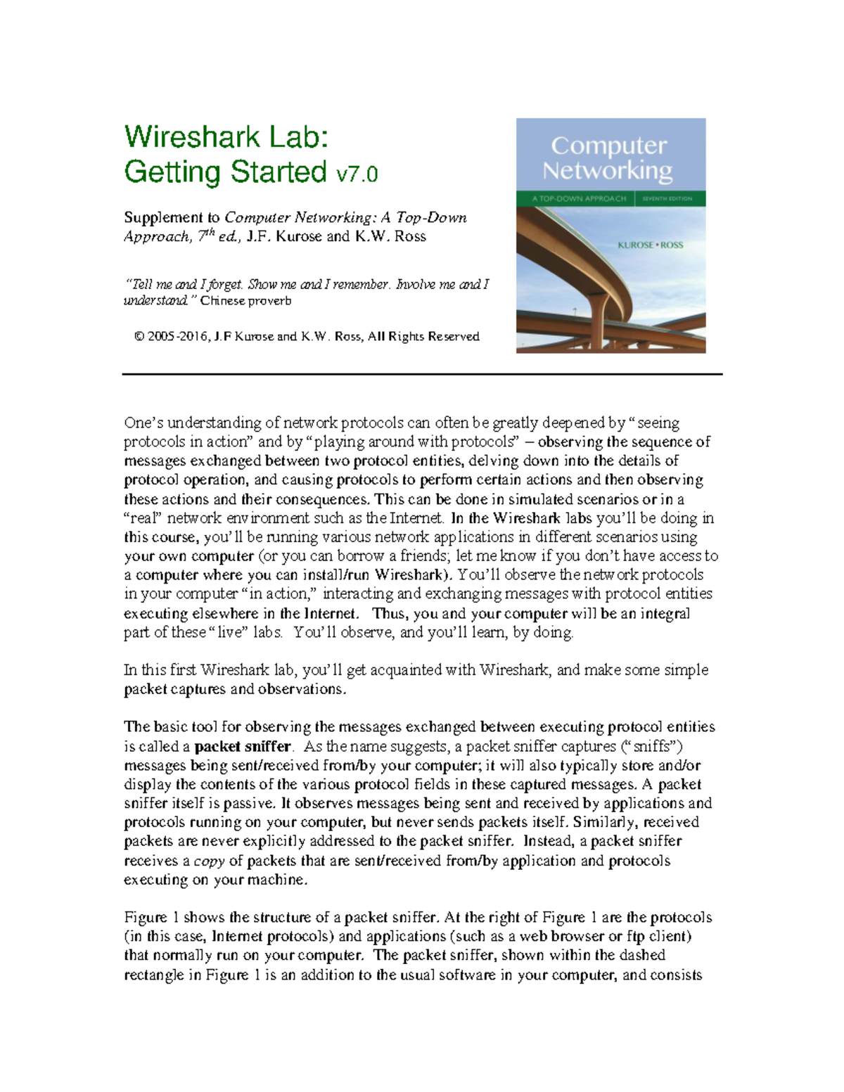 Week 5 Lab Activity Part A Wireshark Introduction Wireshark Lab Getting Started V7