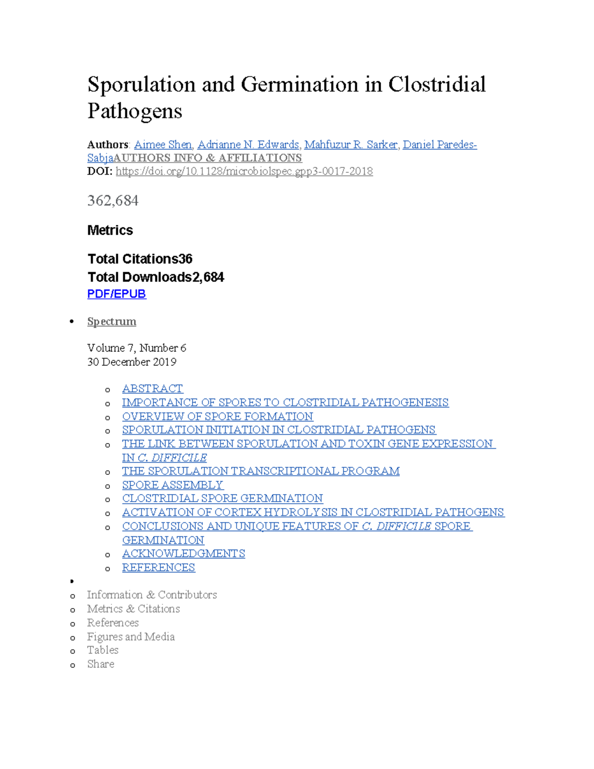 Sporulation and Germination in Clostridial Pathogens - Sporulation and ...
