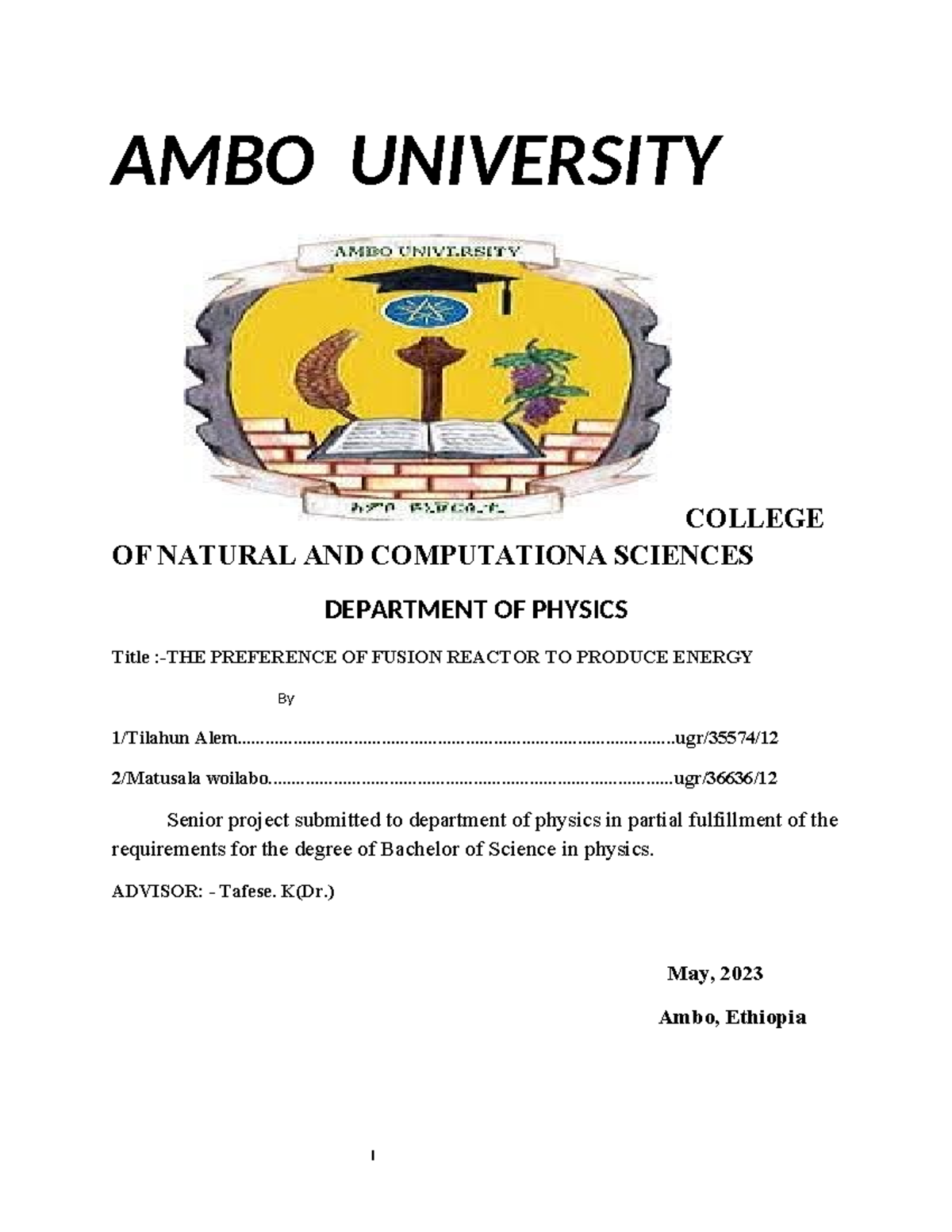 ELECRONIC DEVICE - I AMBO UNIVERSITY COLLEGE OF NATURAL AND ...