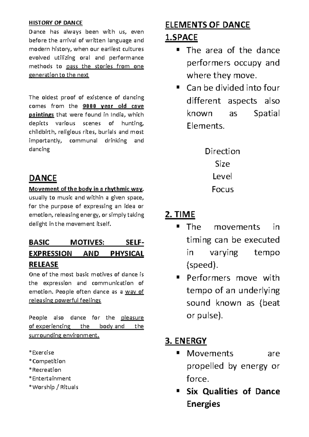 History-OF- Dance - notes - HISTORY OF DANCE Dance has always been with ...