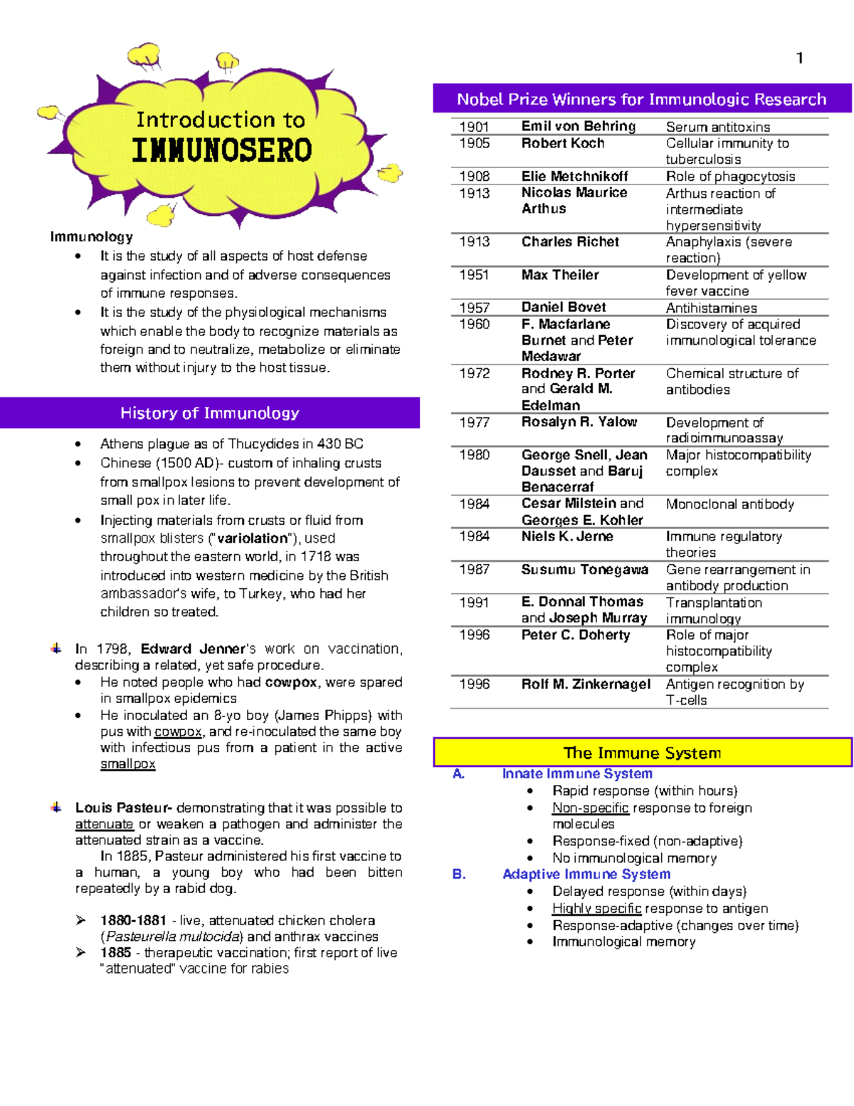 ISBB - Introduction to Immunology/Serology - Immunology It is the study ...