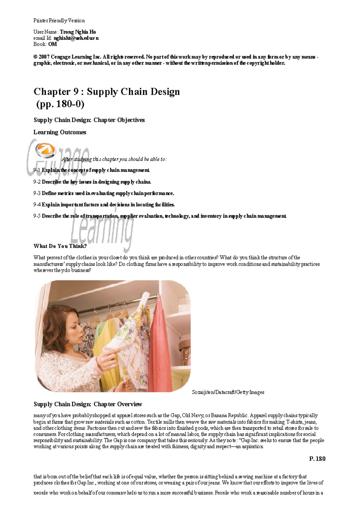 Chapter 7 - Supply Chain Design - P. 180 Printer Friendly Version User ...