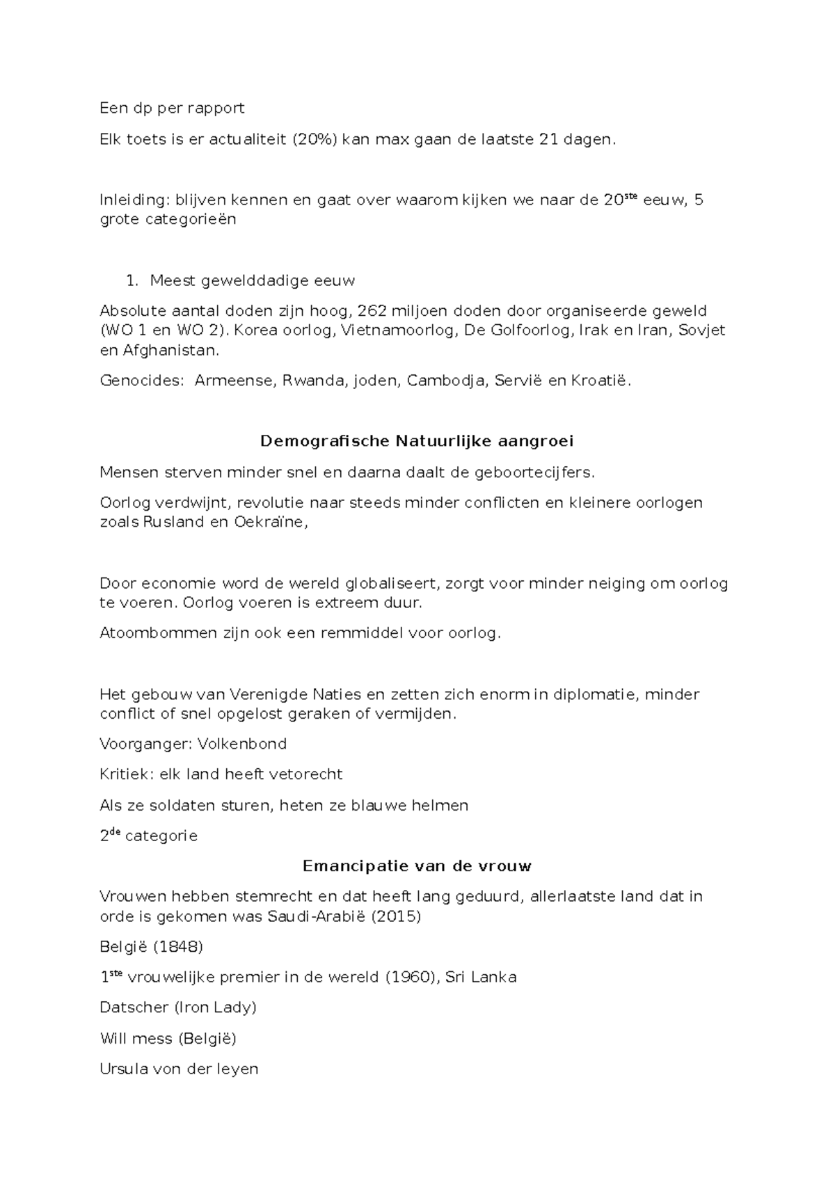 Geschiedenis - Lessen van September tot oktober - Een dp per rapport ...