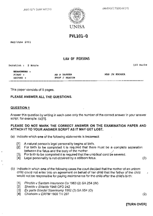 EXAM PREPARATION QUESTIONS - PAR1501 - Studocu