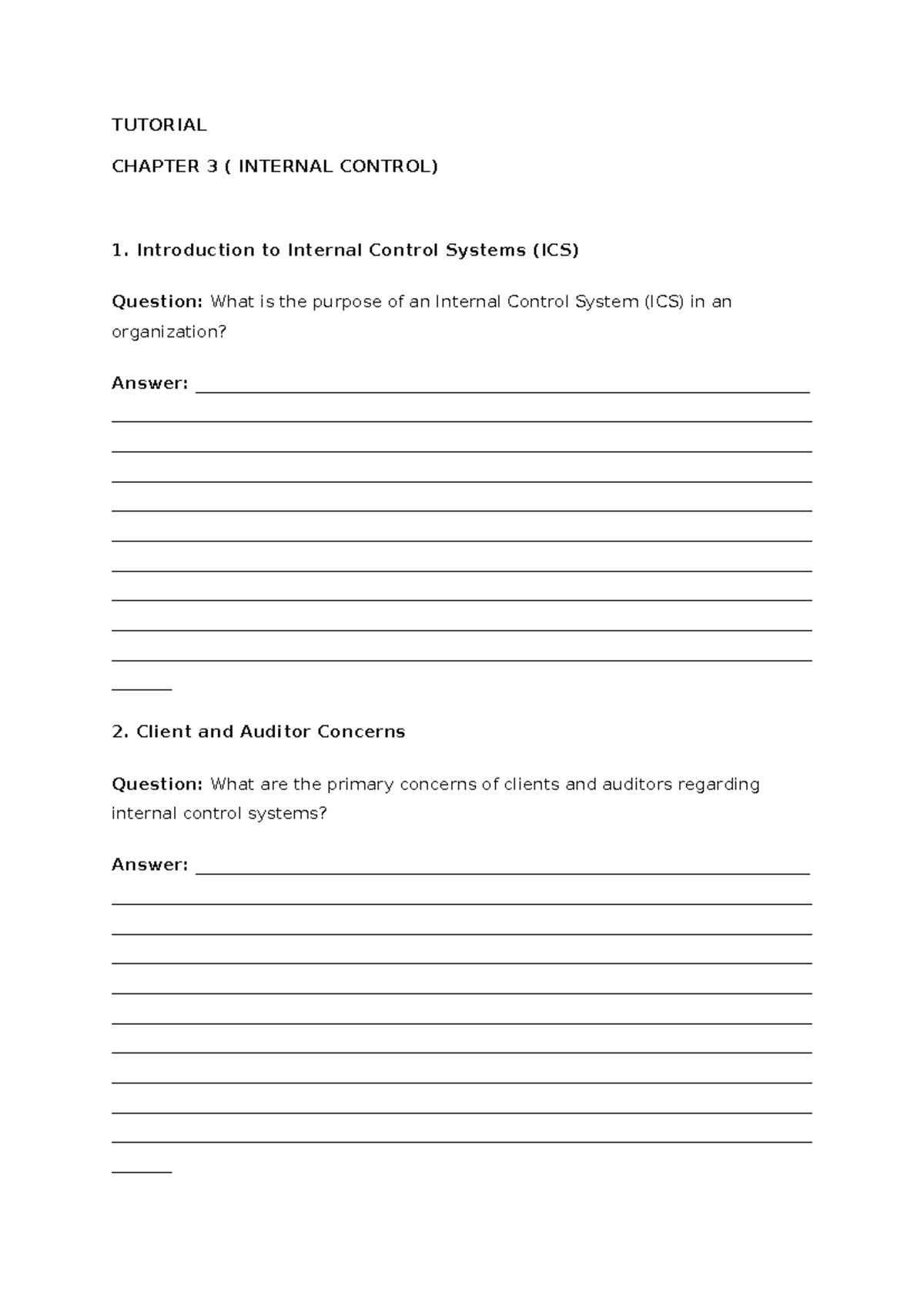 Tutorial 3 Internal Control - TUTORIAL CHAPTER 3 ( INTERNAL CONTROL ...