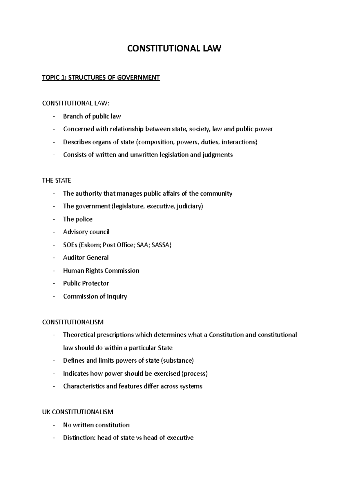 Structures of Government and Historical Overview of Constitutionalism ...