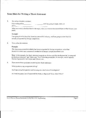 Writing an Effective Thesis Statement - It should summarize the main ...