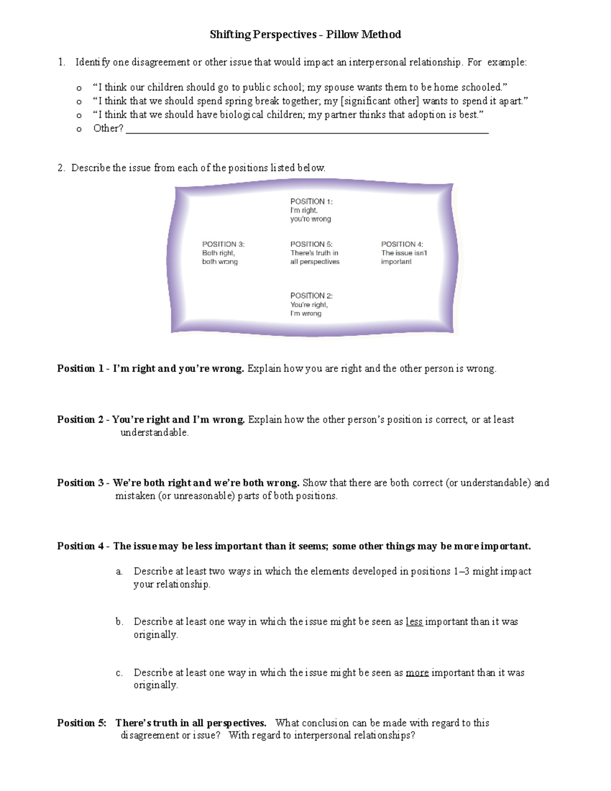 Shifting Perspectives - Pillow Method 2023 - Identify one disagreement ...