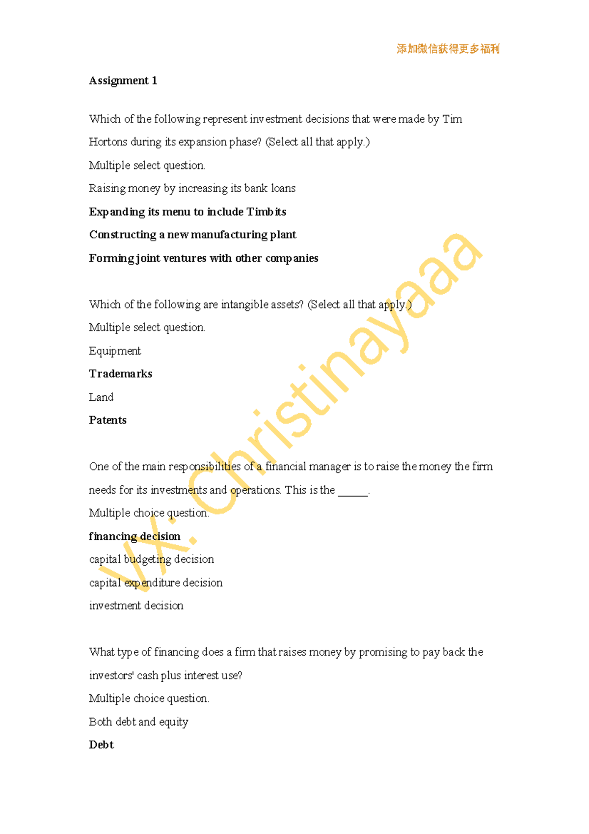 ADMS3530 Assignment 1 due 5 19 - Assignment 1 Which of the following ...