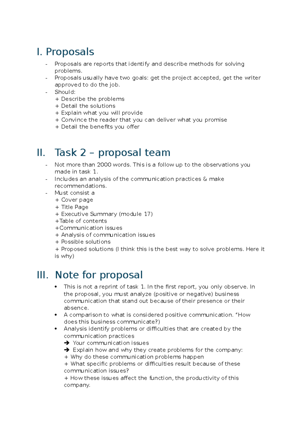 Proposal guide - I. Proposals - Proposals are reports that identify and ...