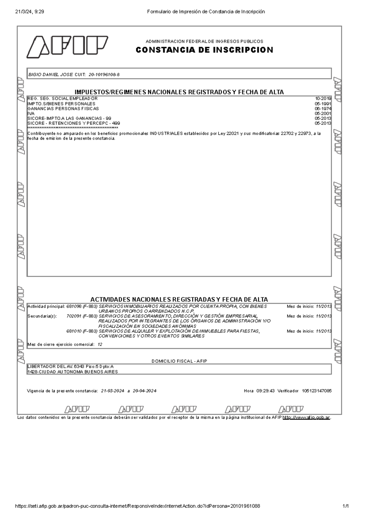 Constancia de Inscripcion AFIP - 21/3/24, 9:29 Formulario de Impresión ...