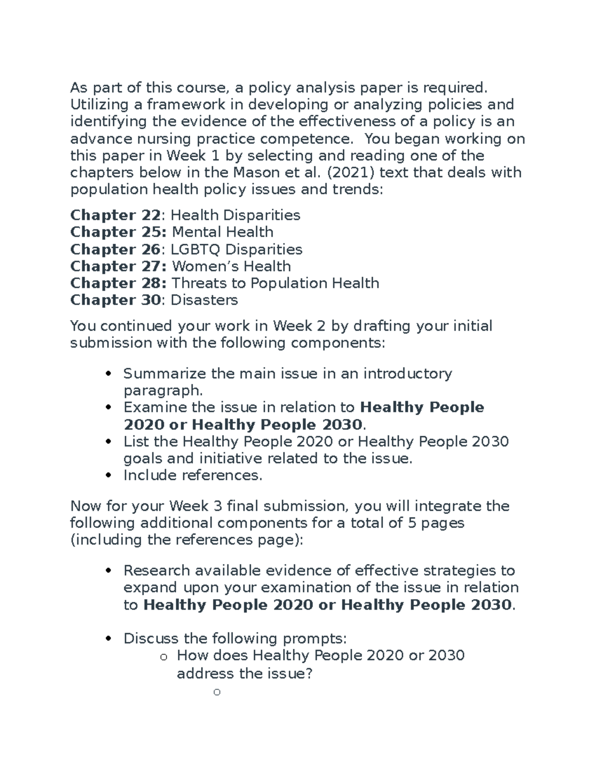 Chap 22 - chapter 22 - As part of this course, a policy analysis paper ...