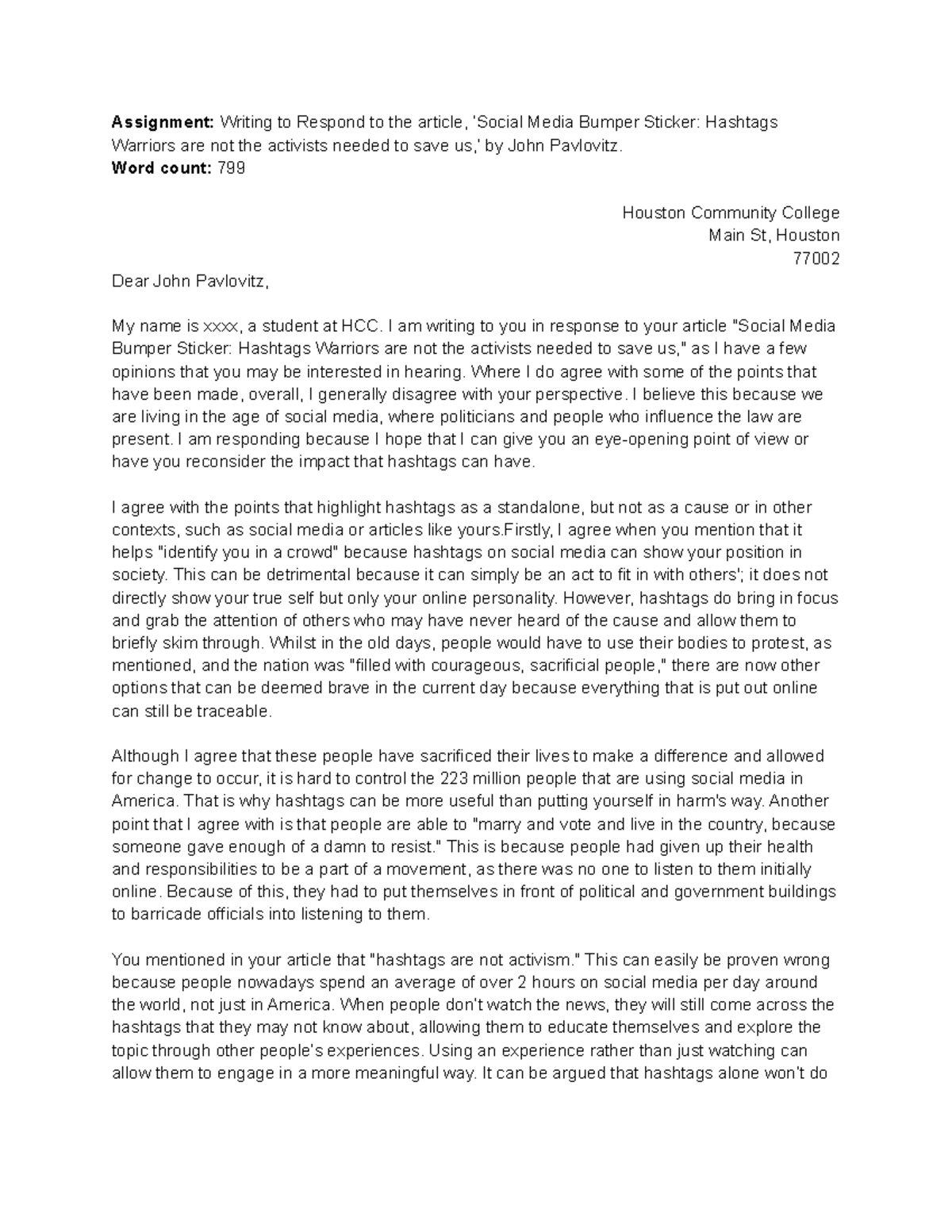 Response to Social Media Bumper Sticker Article - Assignment: Writing ...