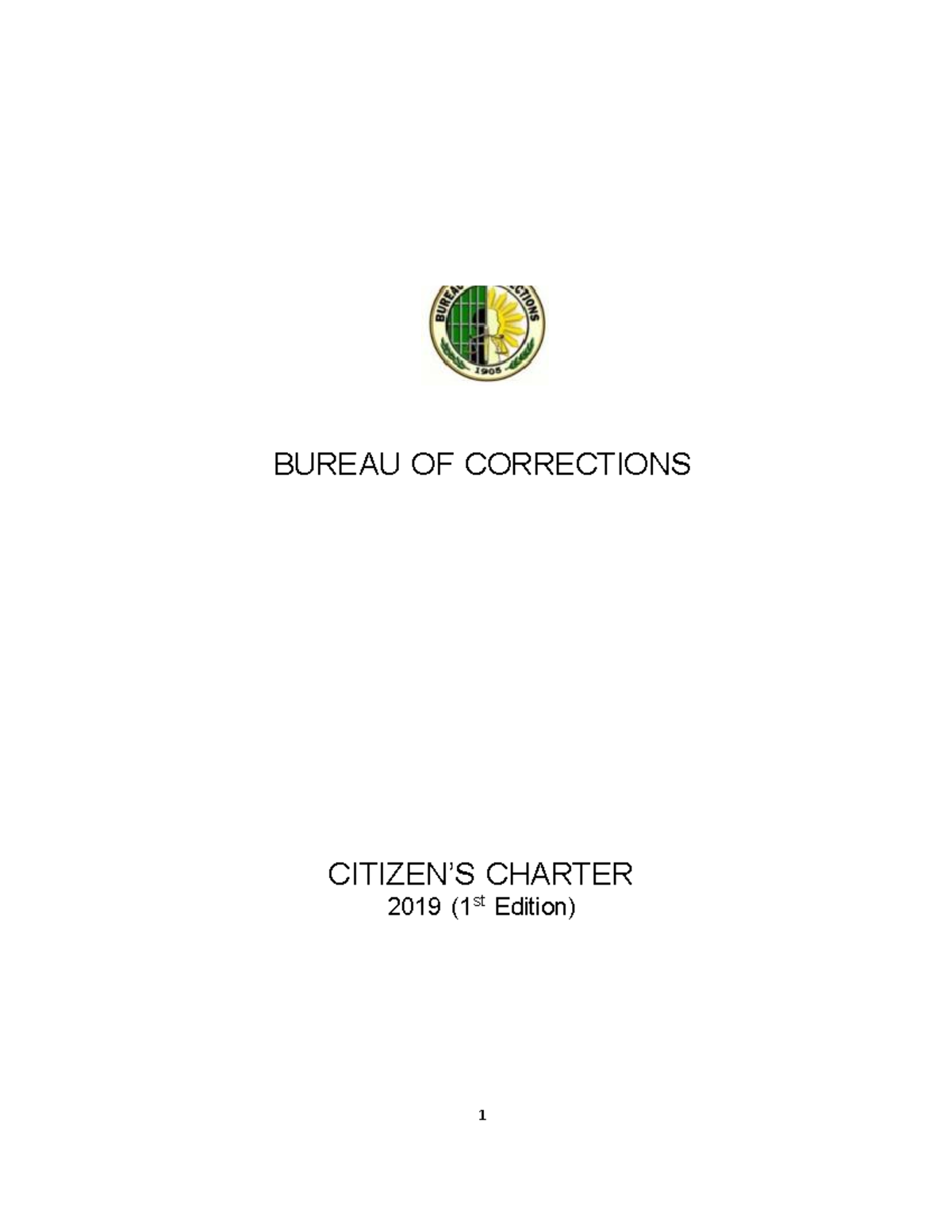 Bu Cor Citizens Charter 2019 - BUREAU OF CORRECTIONS CITIZEN’S CHARTER ...