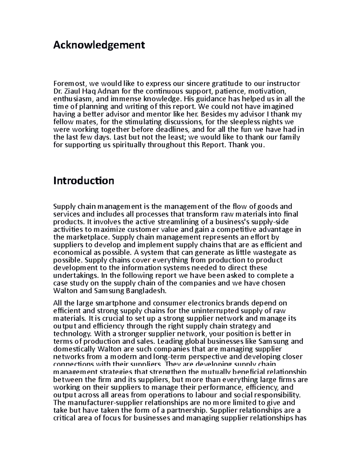 Mgt330 assignment - Acknowledgement Foremost, we would like to express ...