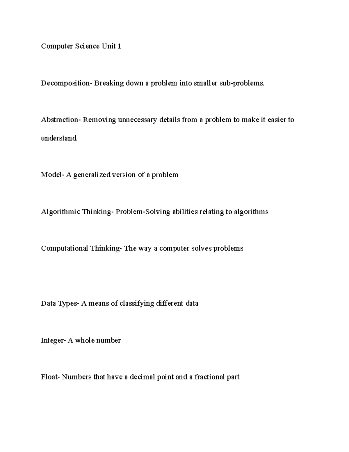 Foundations of Computer science notes unit 1 - Computer Science Unit 1 ...