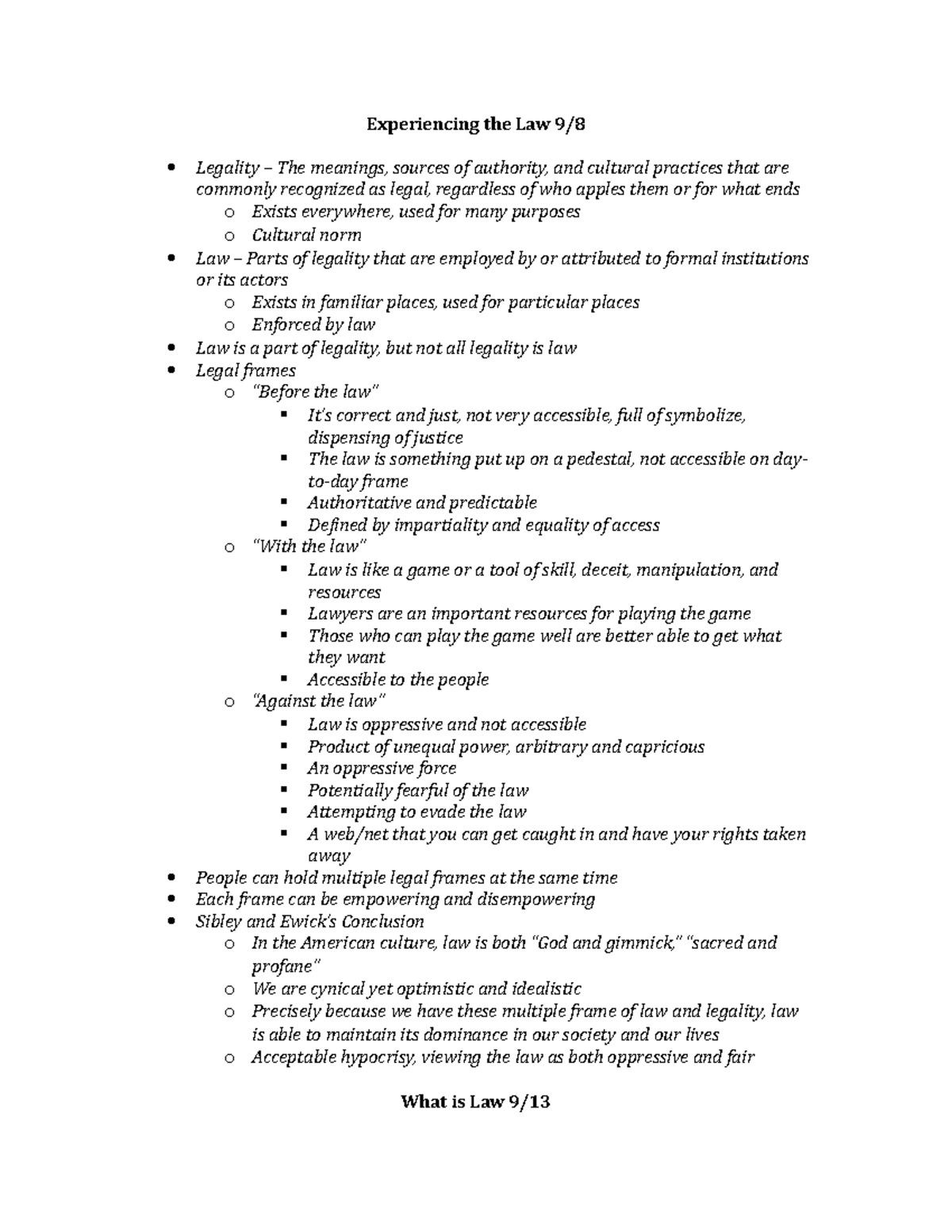 Legal Studies Notes - Experiencing the Law 9/ Legality – The meanings ...