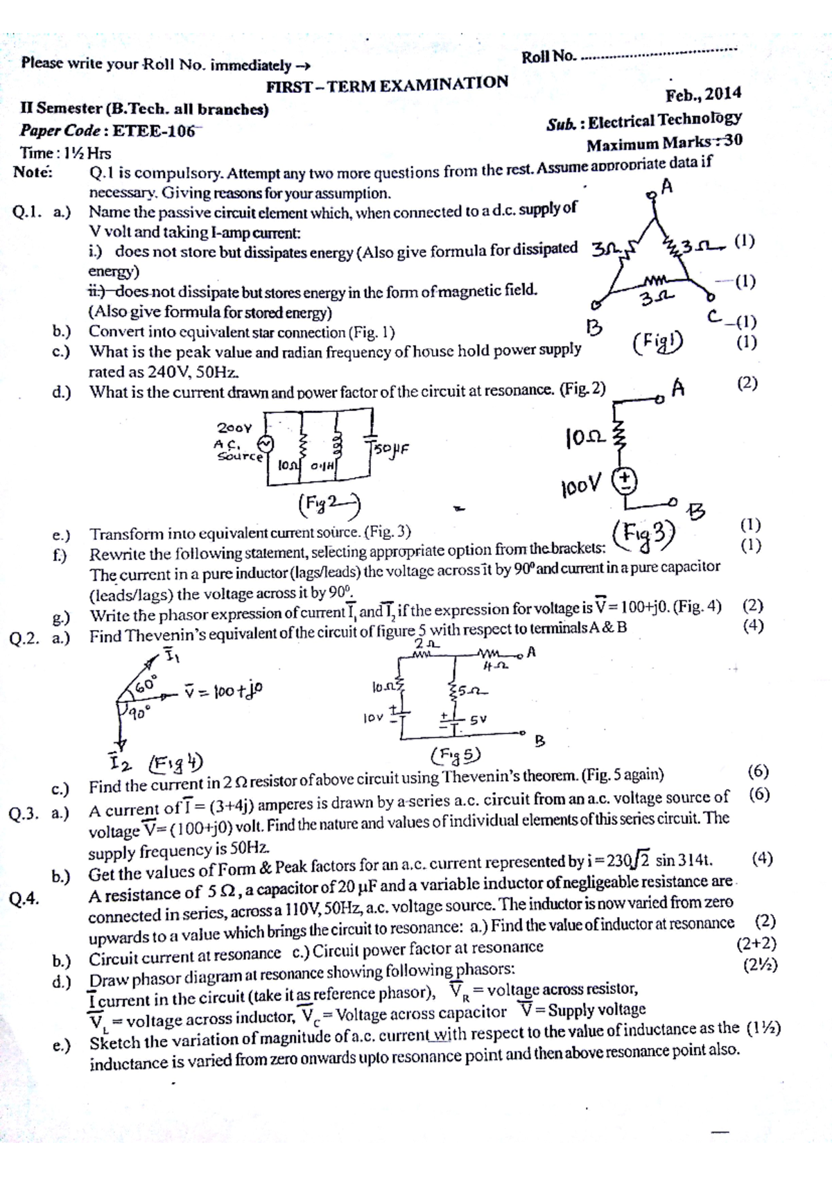 First year electrical science paper - Electronics and Communication ...