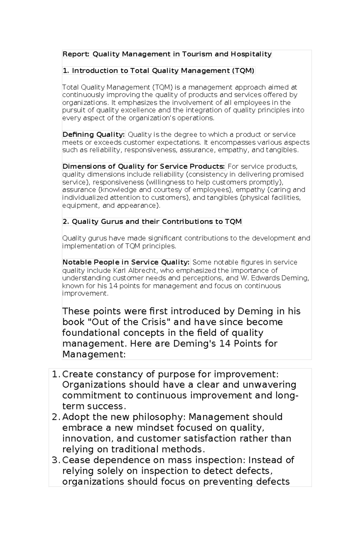 Quality Management - Introduction to Total Quality Management (TQM ...