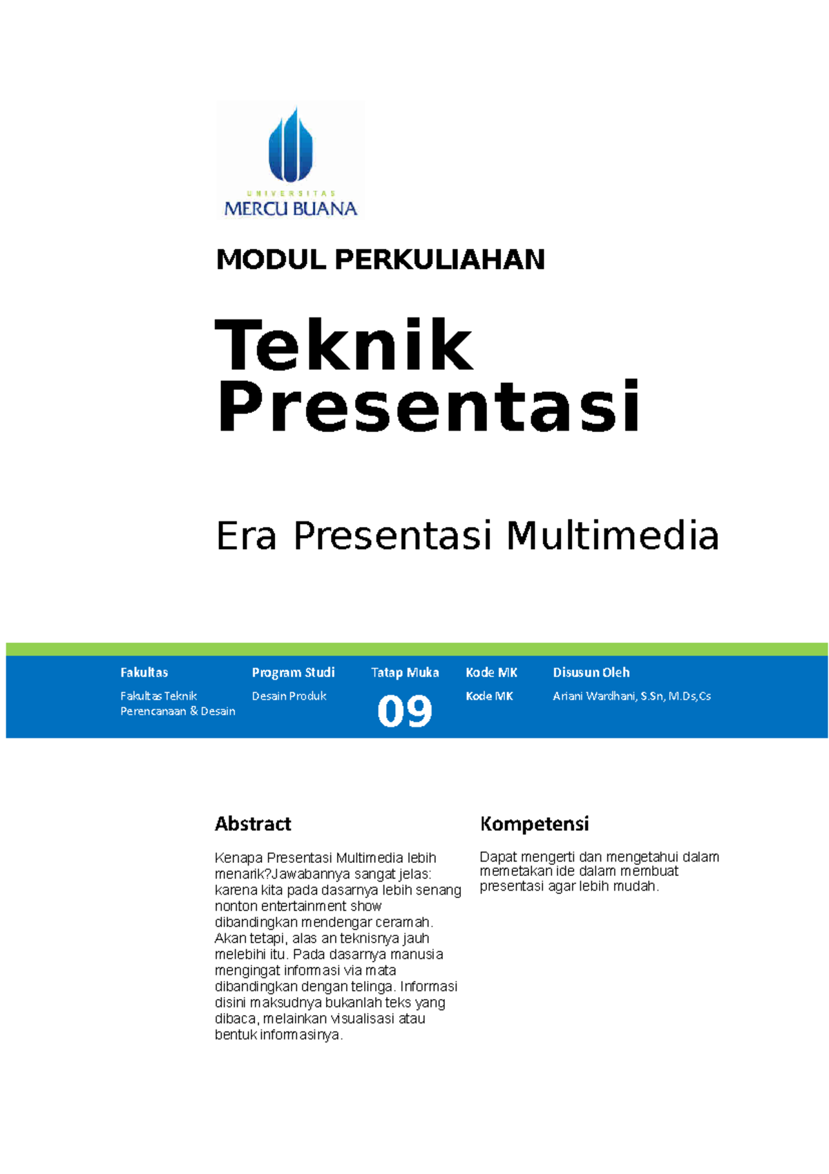 Modul Tekpres 9 - MODUL PERKULIAHAN Teknik Presentasi Era Presentasi ...