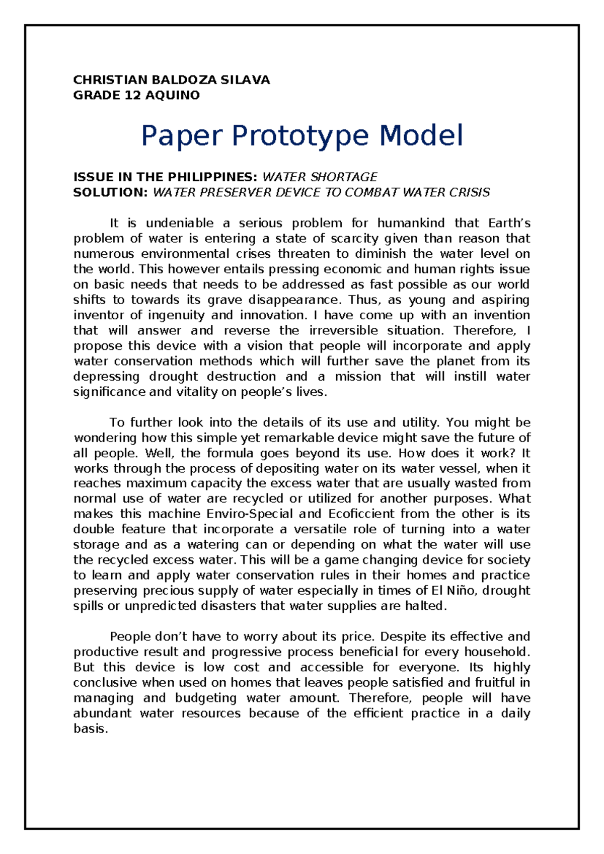 Paper Prototype Model - ACTIVITY - CHRISTIAN BALDOZA SILAVA GRADE 12 ...