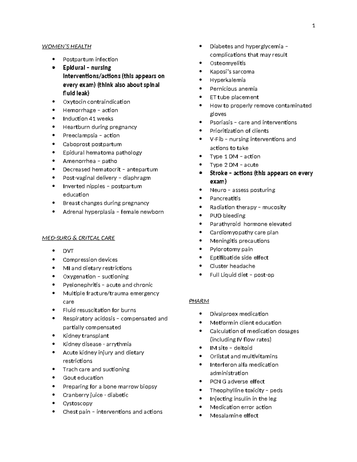 Hesi Exit Concepts - 1 WOMEN’S HEALTH Postpartum infection Epidural ...