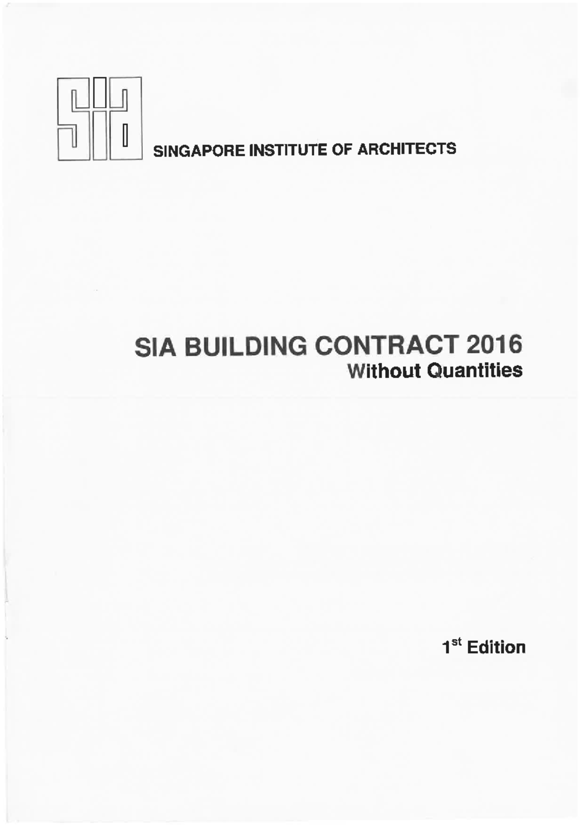 SIA Building Contract 2006 - CE2183 - Studocu