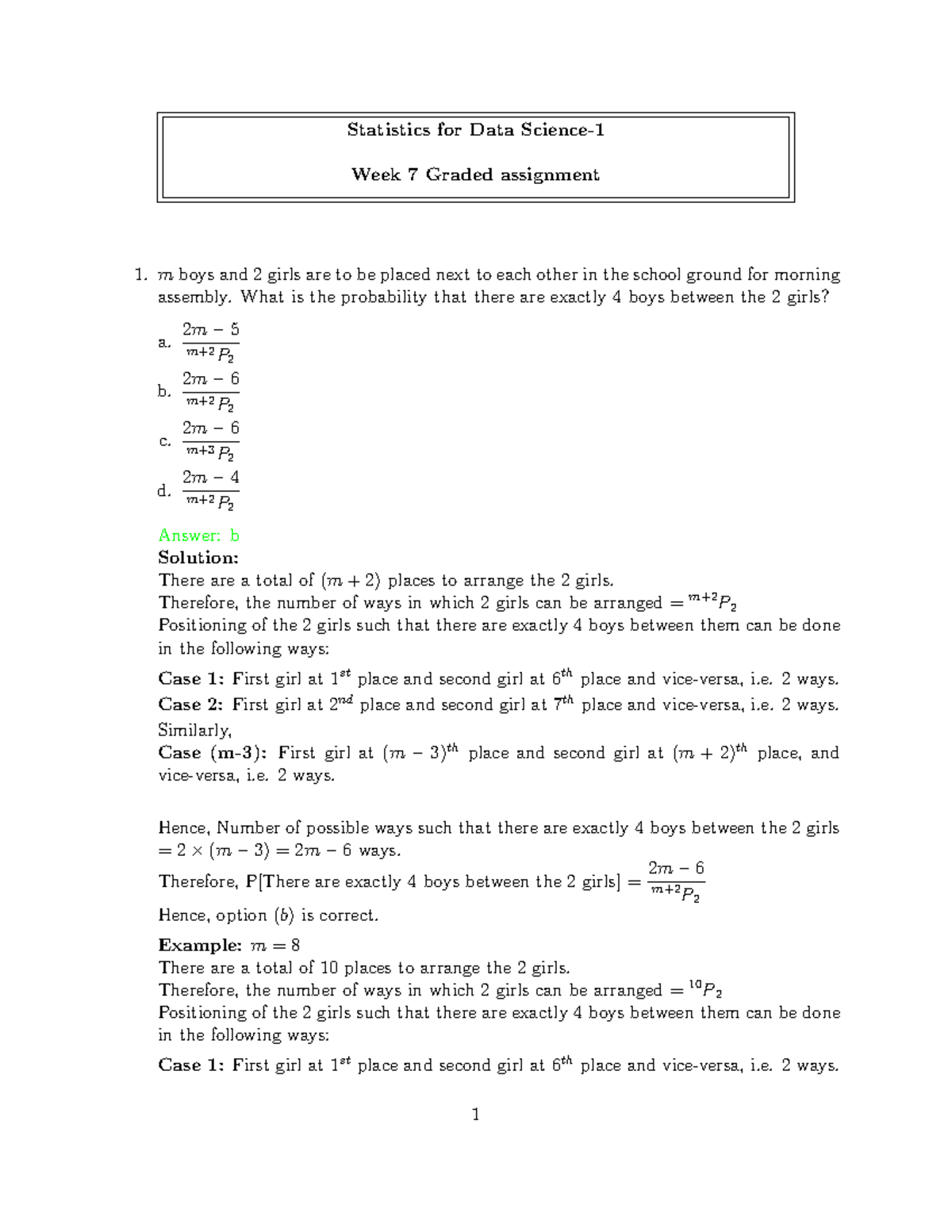 Stats 1 week 7 - Statistics for Data Science-1 Week 7 Graded assignment ...