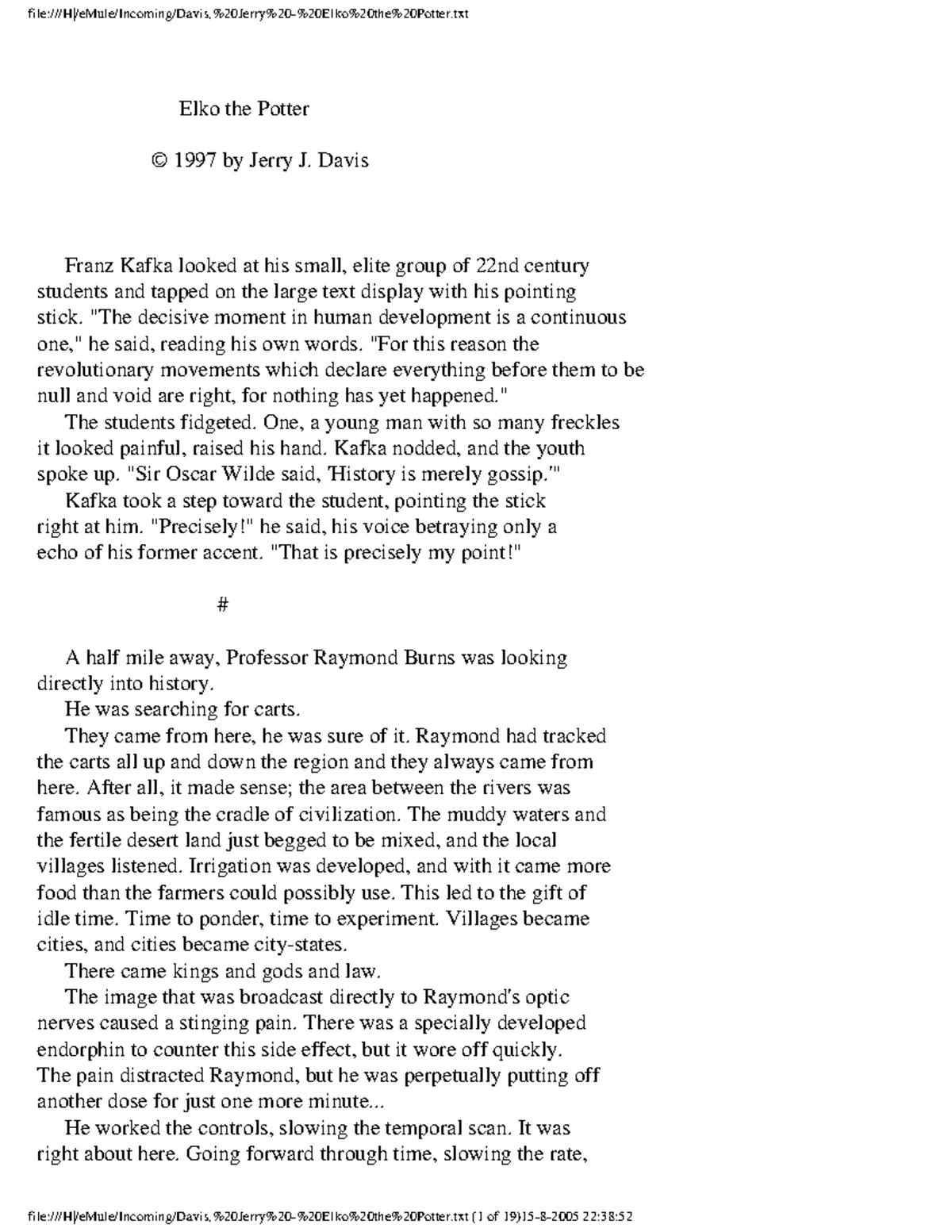 Davis, Jerry - Elko the Potter - Elko the Potter © 1997 by Jerry J ...